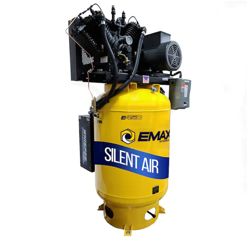 EMAX 120 Gallon 175 Psi 230/460V 3-Phase 10HP Vertical Air Compressor ...