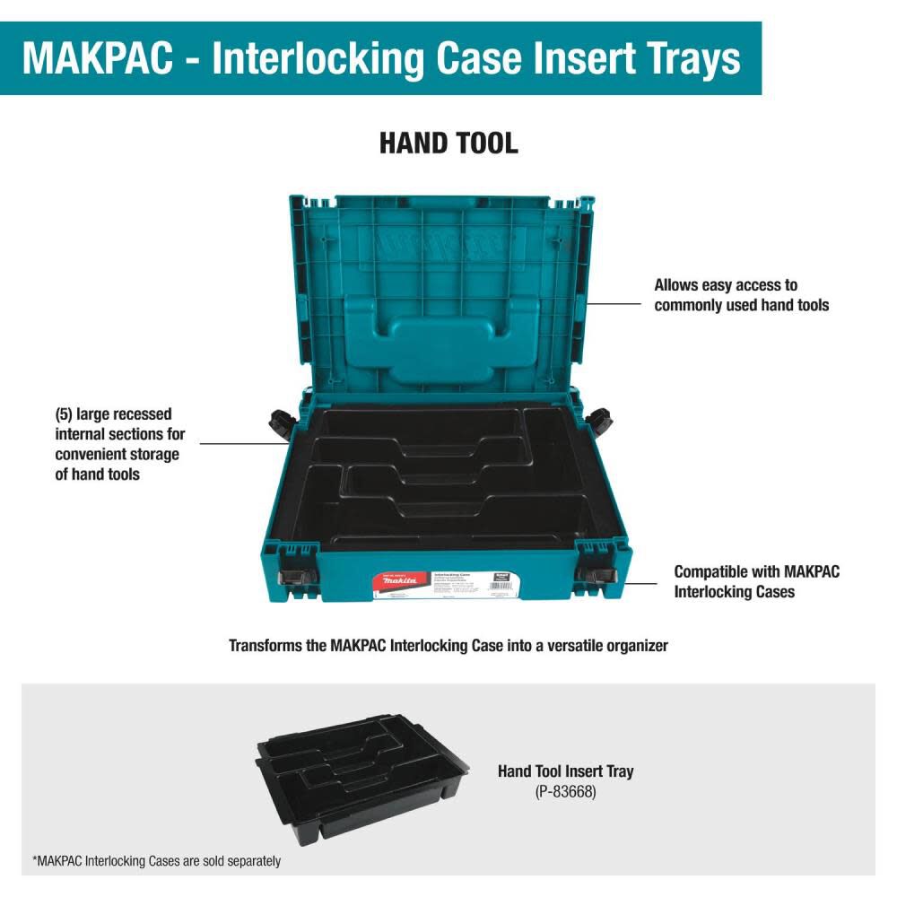 Makita MAKPAC Interlocking Case Hand Tool Insert Tray P-83668 - Acme Tools
