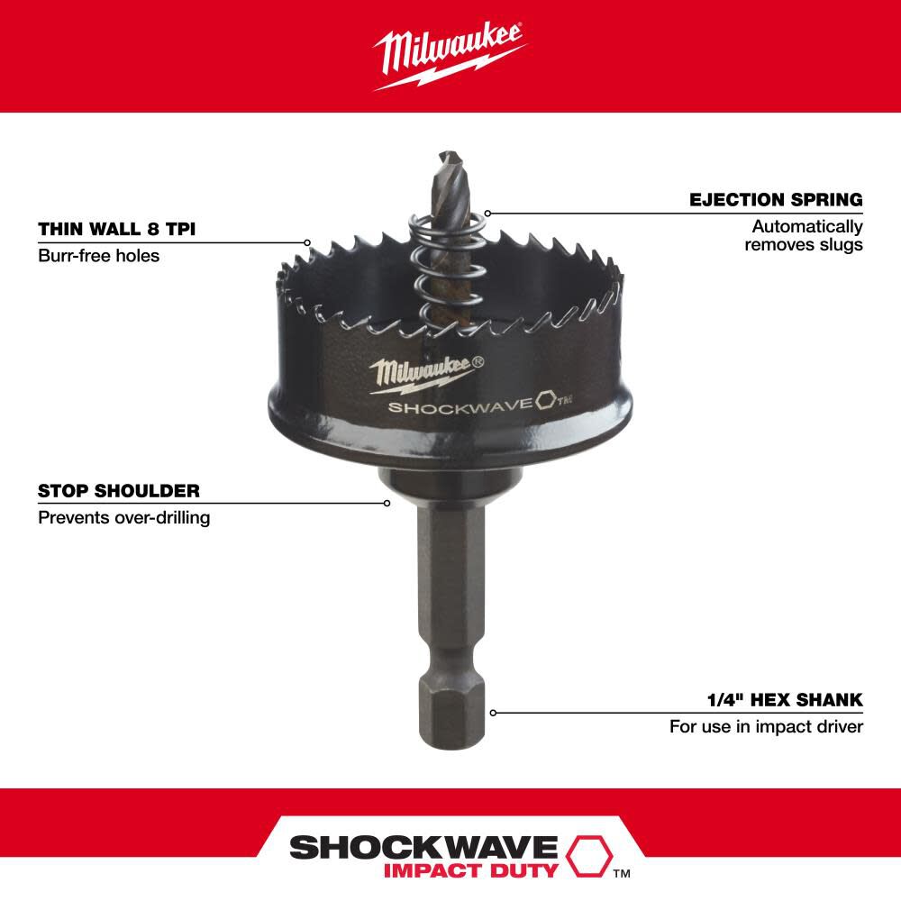 Milwaukee SHOCKWAVE Impact Hole Saw 3-Piece Set 49-22-4800 - Acme Tools