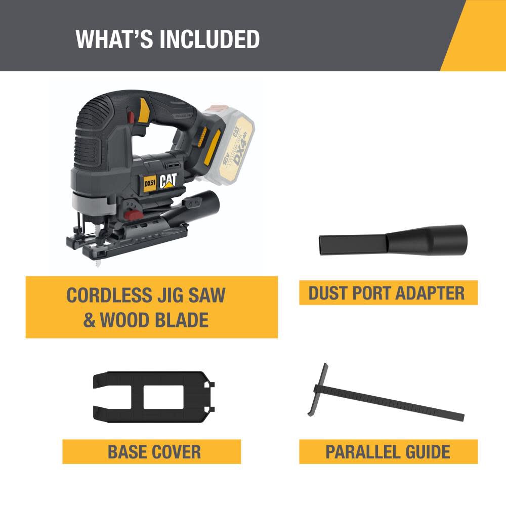 CAT 18V Cordless Jig Saw with Brushless Motor Bare Tool DX51B DX51B ...