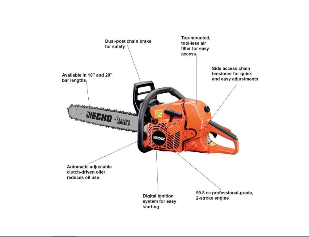 Echo Chainsaw with 18inch Bar & Chain Gas 59.8cc CS-590-18 from Echo ...