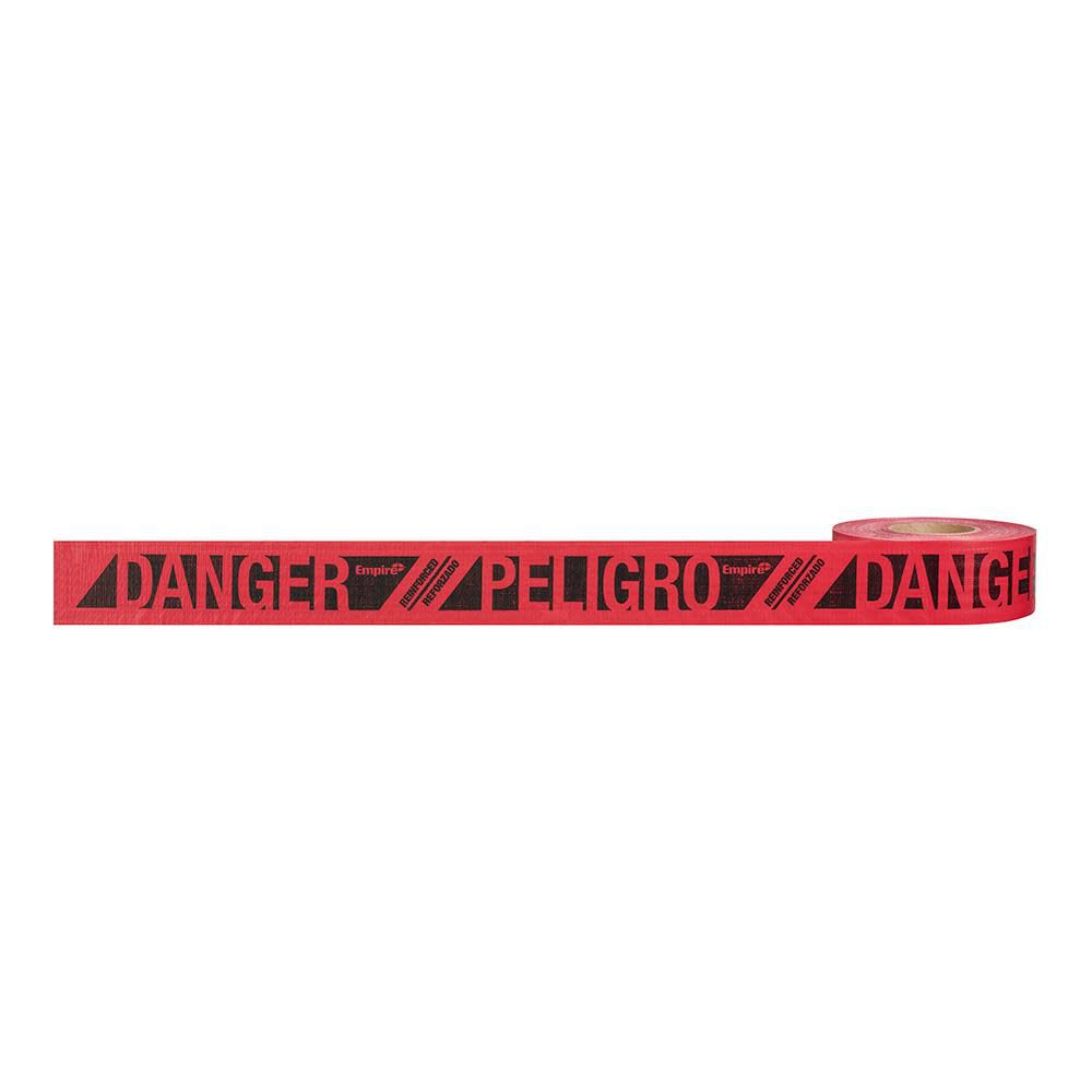 Empire Level 500 ft. Reinforced Red Barricade Tape - Danger/Peligro 76-0604 - Acme Tools