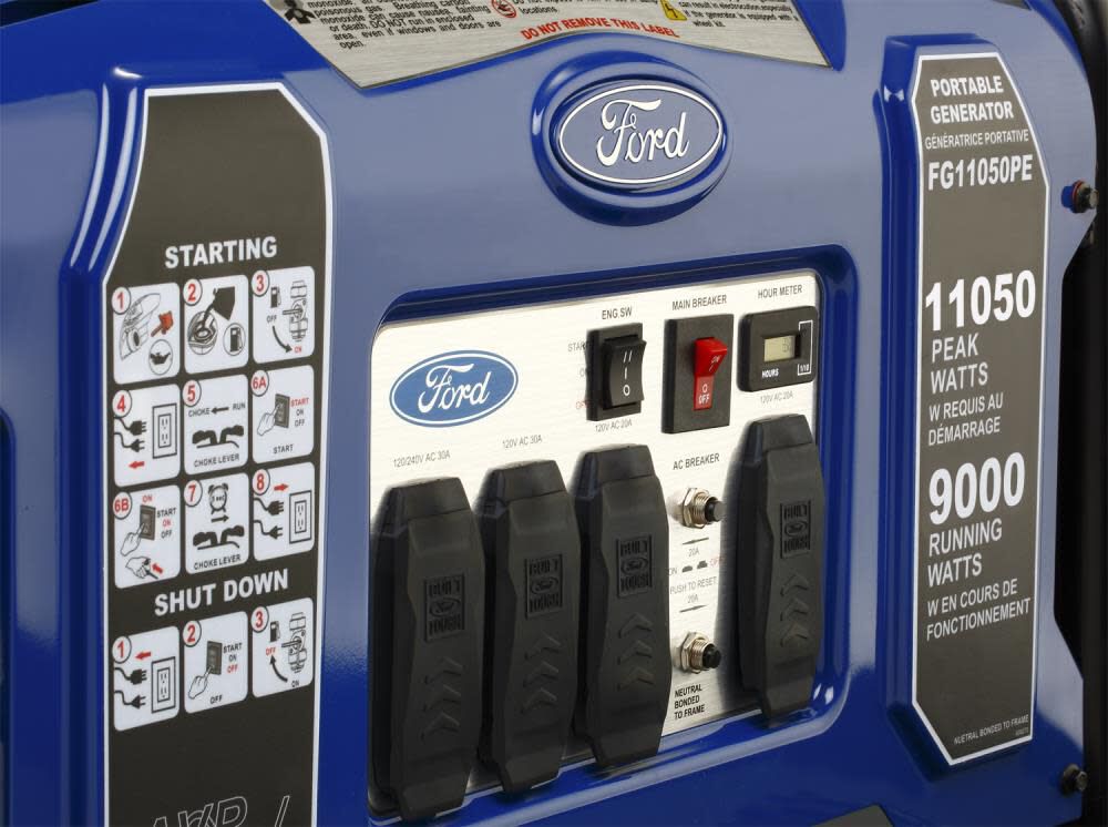 Ford 11050/9000-Watt Dual Fuel Gasoline/Propane Powered Electric/Recoil ...
