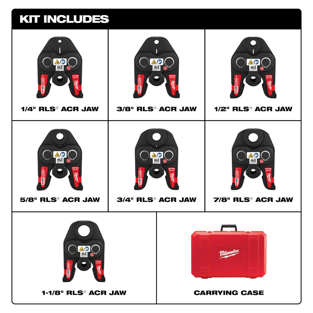 Milwaukee 1/4-1-1/8inch RLS ACR Press Jaw Kit for M18 FORCE LOGIC Press ...