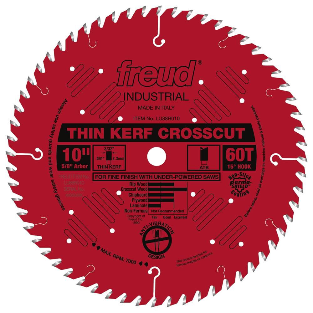 Freud 10in Thin Kerf Fine Finish Crosscut with Perma-SHIELD Coating ...