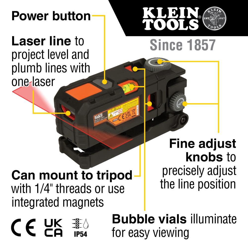 Klein Tools Red Pocket Laser Level 93PTL - Acme Tools
