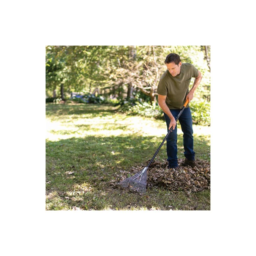 Fiskars Metal 24 Tine Leaf Rake with Steel Handle 395100-1001 - Acme Tools