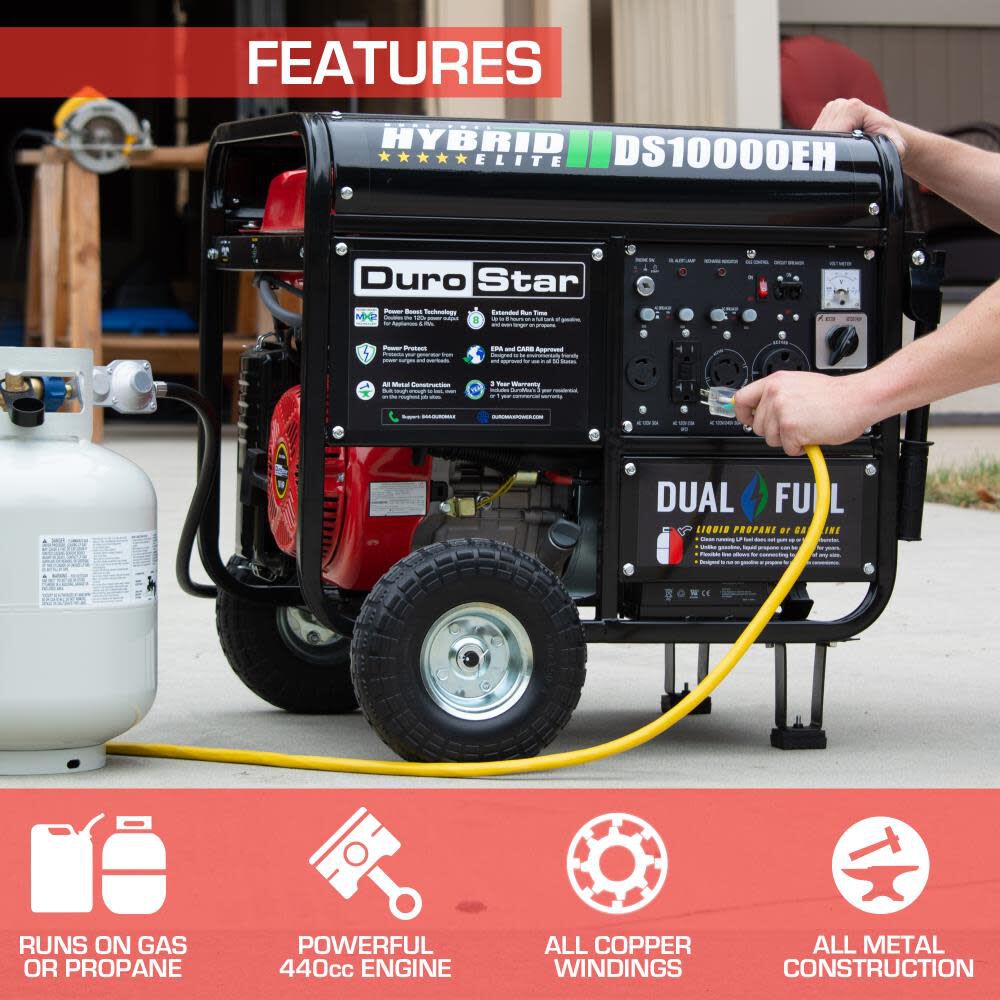 Duromax 10000-Watt Dual Fuel Hybrid Portable Generator DS10000EH from ...