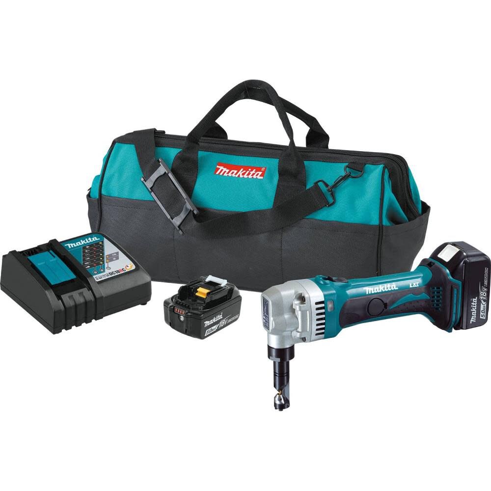 Makita 18 Volt LXT Lithium-Ion Cordless 16 Gauge Nibbler Kit 5.0 Ah ...