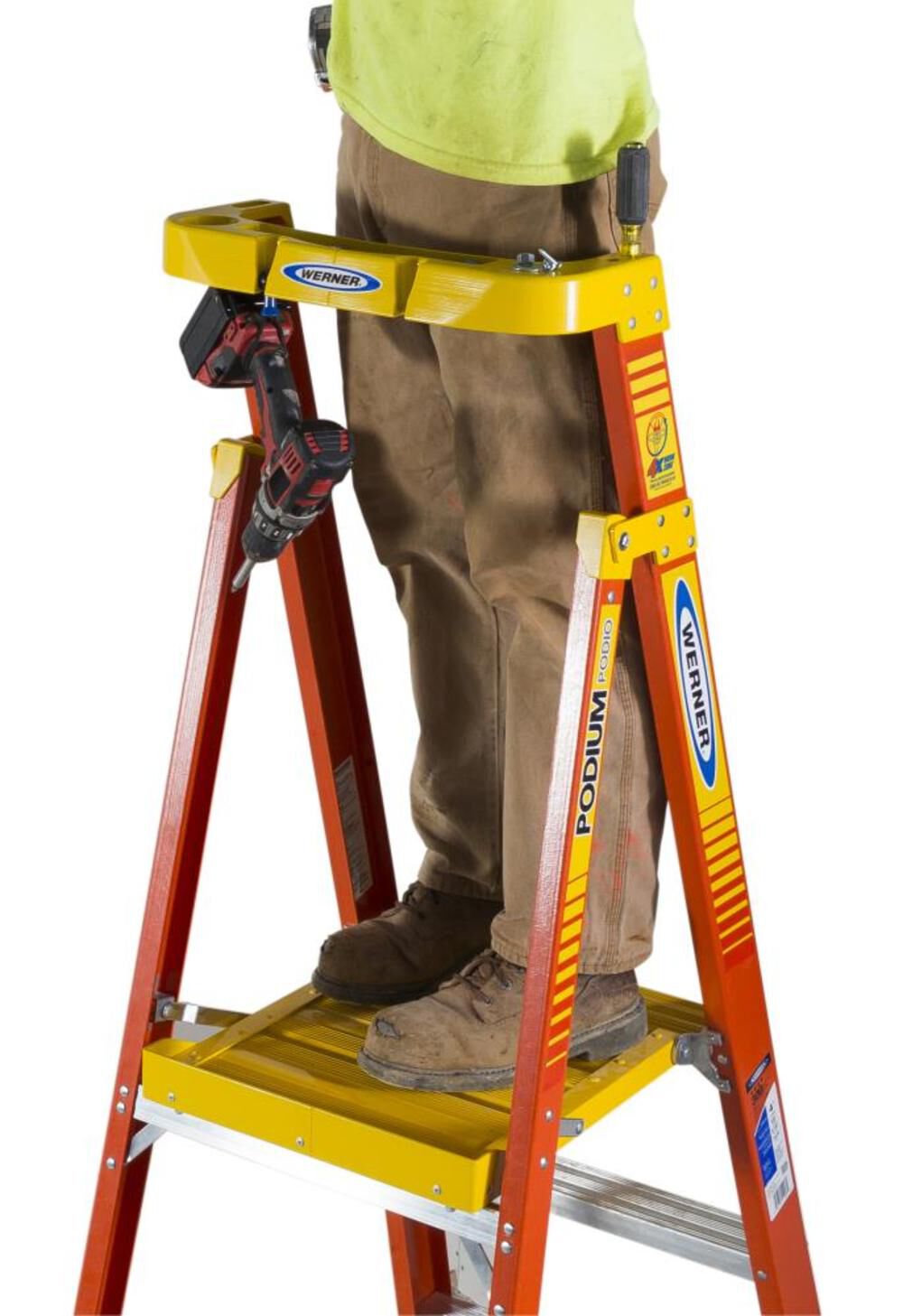 Werner Podium 8-ft Fiberglass 300-lb Type IA Platform Ladder PD6208-4C ...