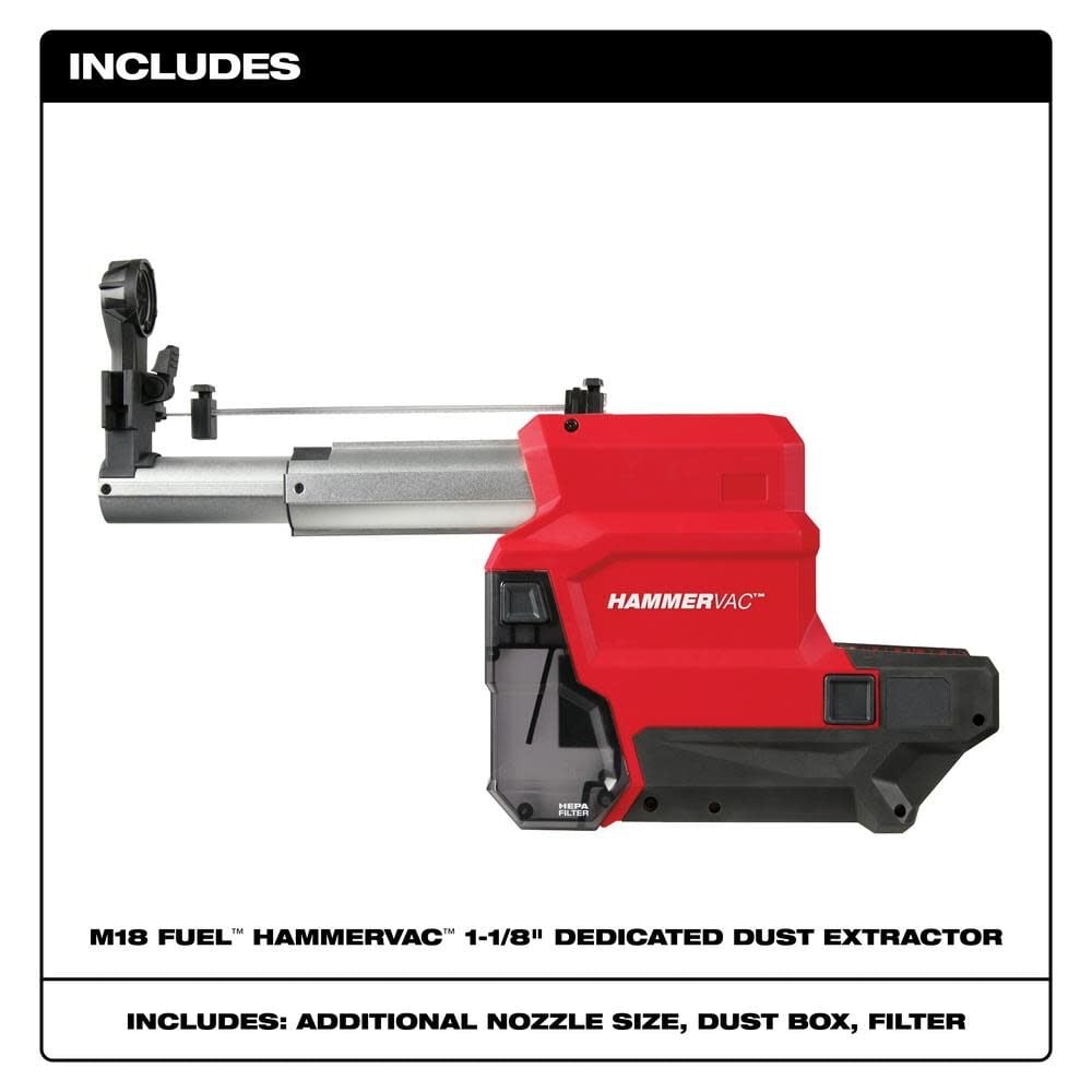 Milwaukee M18 FUEL HAMMERVAC 1-1/8inch Dedicated Dust Extractor 2915-DE ...