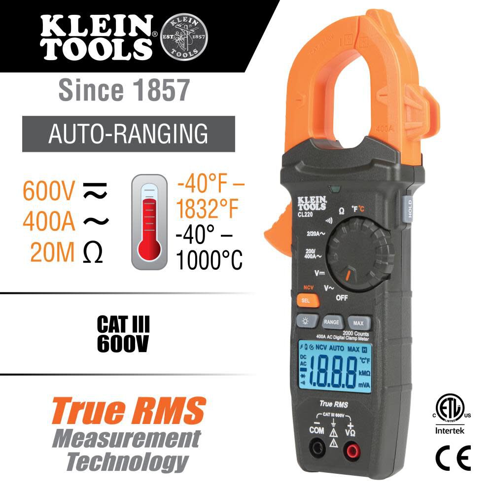 Klein Tools Premium Meter Electrical Test Kit CL220VP - Acme Tools