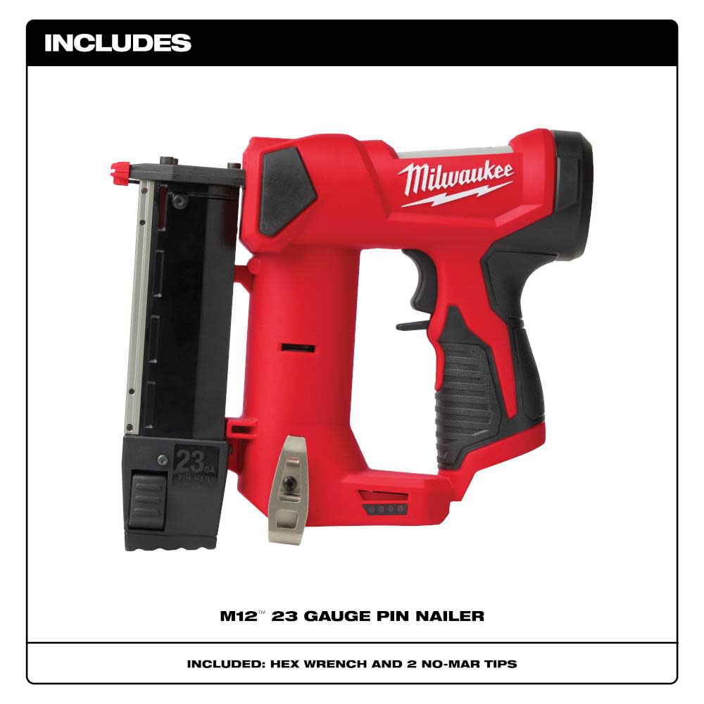Milwaukee M12 23 Gauge Pin Nailer (Bare Tool) 2540-20 - Acme Tools