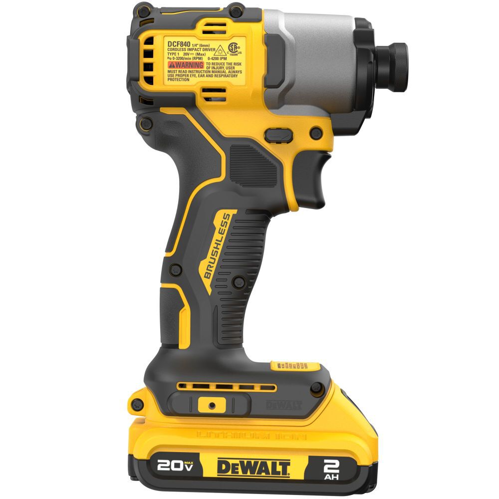DEWALT 20V MAX Brushless Cordless 1/4 in Impact Driver Kit DCF840D1 ...