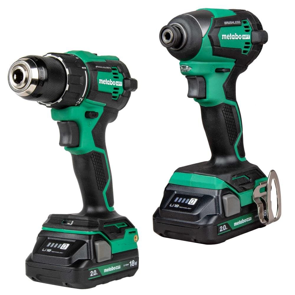 Metabo HPT 18V Cordless Brushless Driver Drill & Impact Driver Combo ...