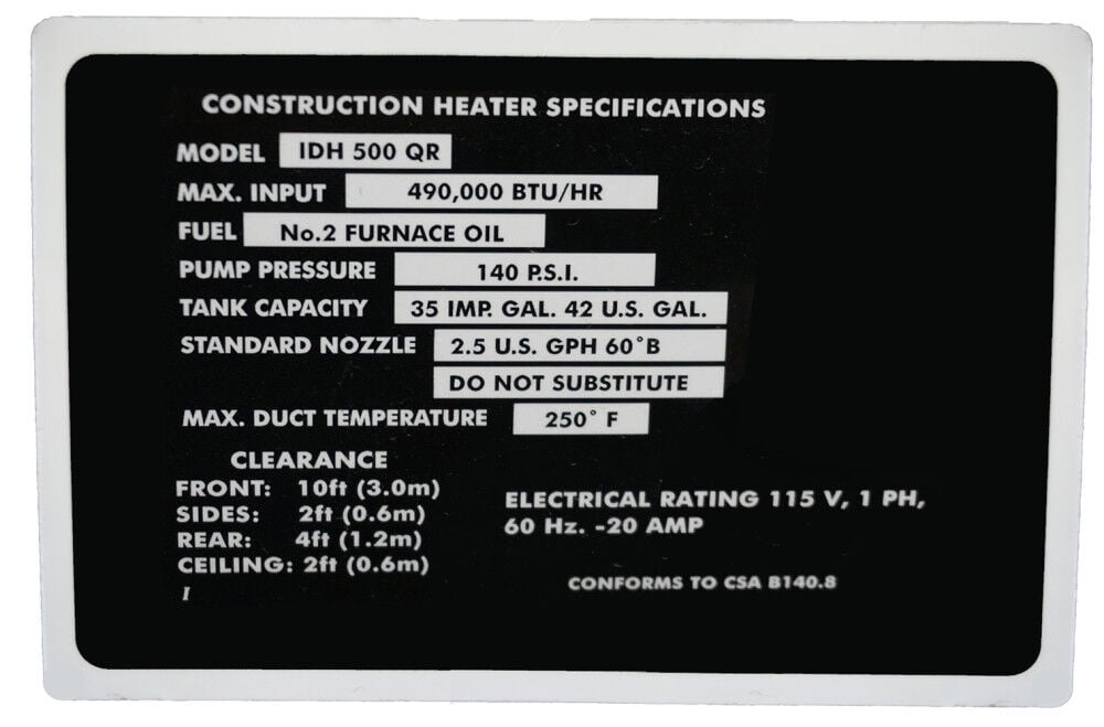 Frost Fighter Indirect Fired 500k BTU Portable Heater System (OIL ...