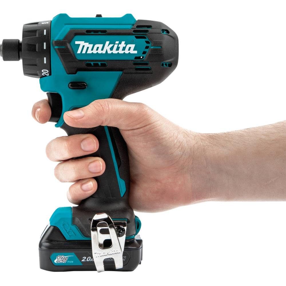 Makita 12V Max CXT Lithium-Ion Cordless 1/4 In. Hex Driver-Drill Kit (2.0Ah) FD10R1 - Acme Tools