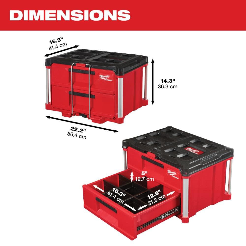 Milwaukee PACKOUT 2-Drawer Tool Box 48-22-8442 - Acme Tools