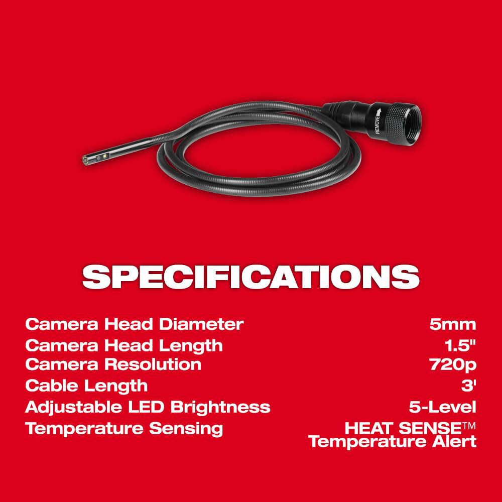 Milwaukee 5mm Borescope Camera Cable 48-53-3150 - Acme Tools