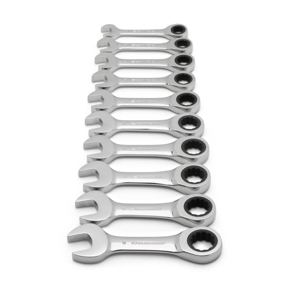 GEARWRENCH Combination Wrench Set 10 pc. Stubby Ratcheting Metric 9520D ...
