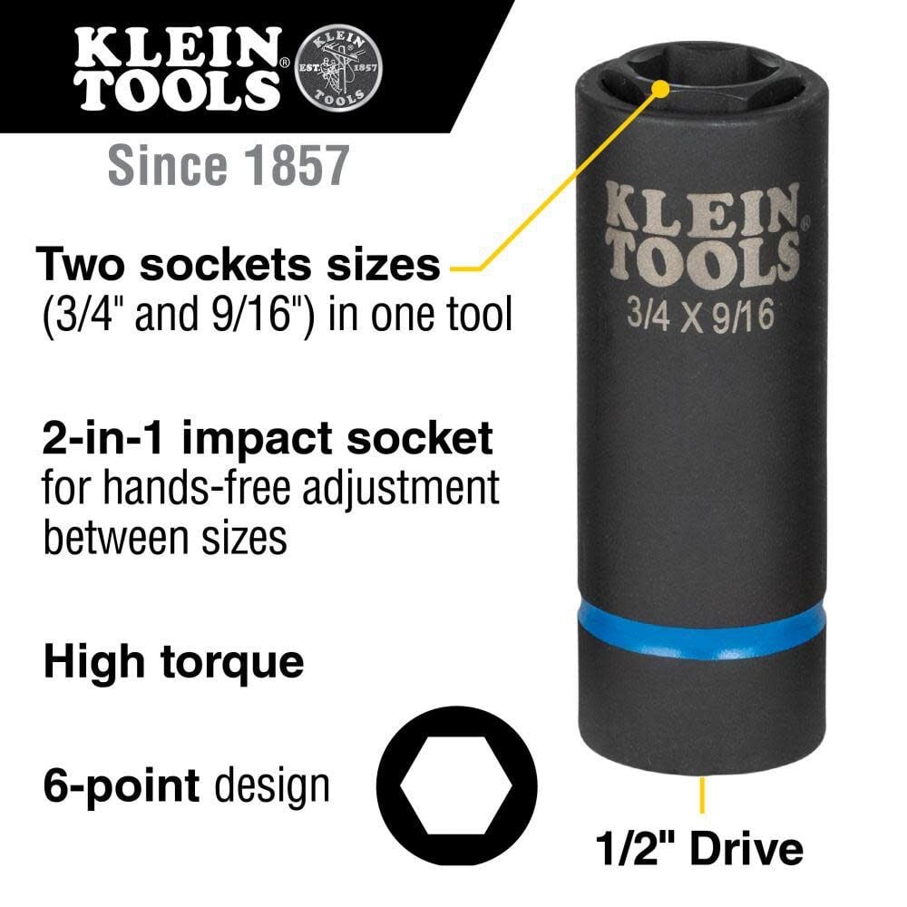 Klein Tools 2-in-1 Impact Socket 6-Point 66004 - Acme Tools