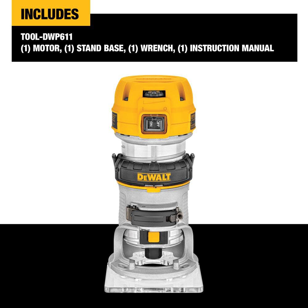 DEWALT DWP611 - 1.25 Peak HP Compact Router (DWP611) DWP611 - Acme Tools