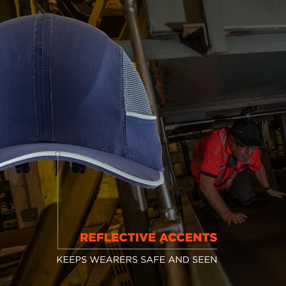 Ergodyne Skullerz 8960 Bump Cap Hat Short Brim Navy with LED Lighting ...