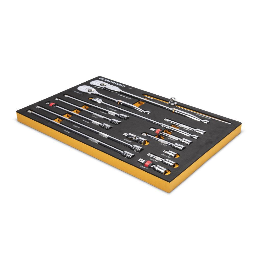 GEARWRENCH Ratchet & Drive Tool Set 1/2in 90T with EVA Foam Tray 16pc ...