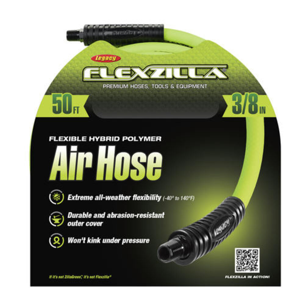 Flexzilla Air Hose 3/8in x 50' ZillaGreen with 1/4in MNPT ends ...