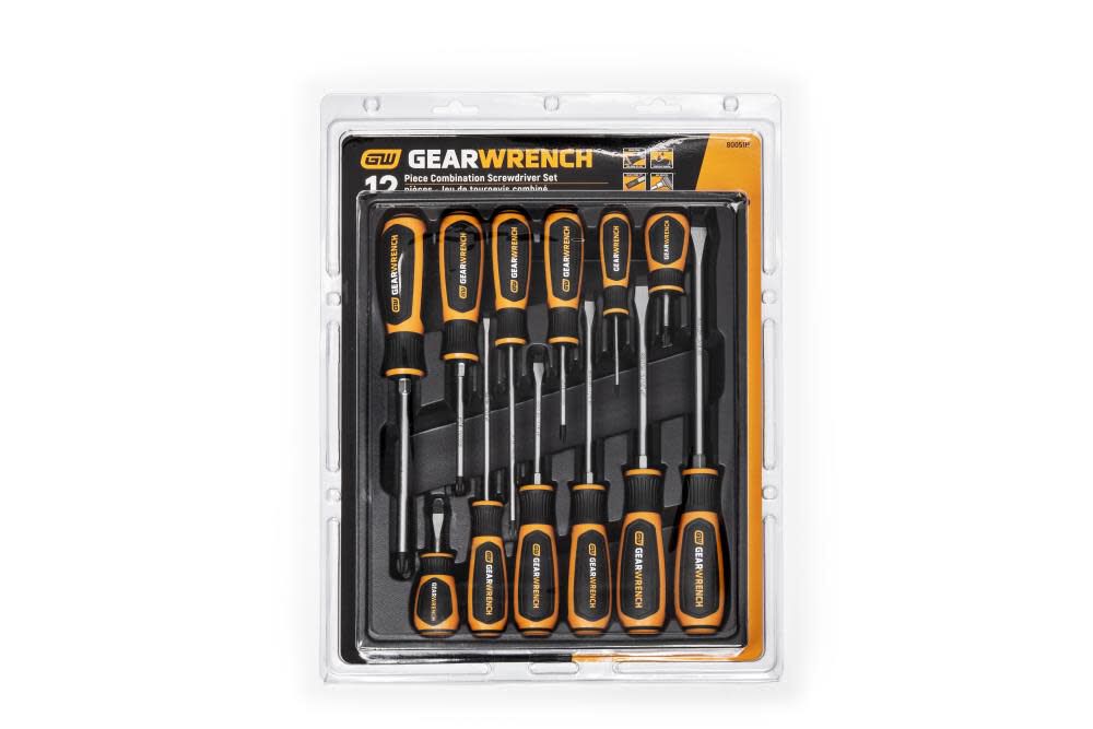 GEARWRENCH 12 Pc Phillips/Slotted Dual Material Screwdriver Set 80051H ...
