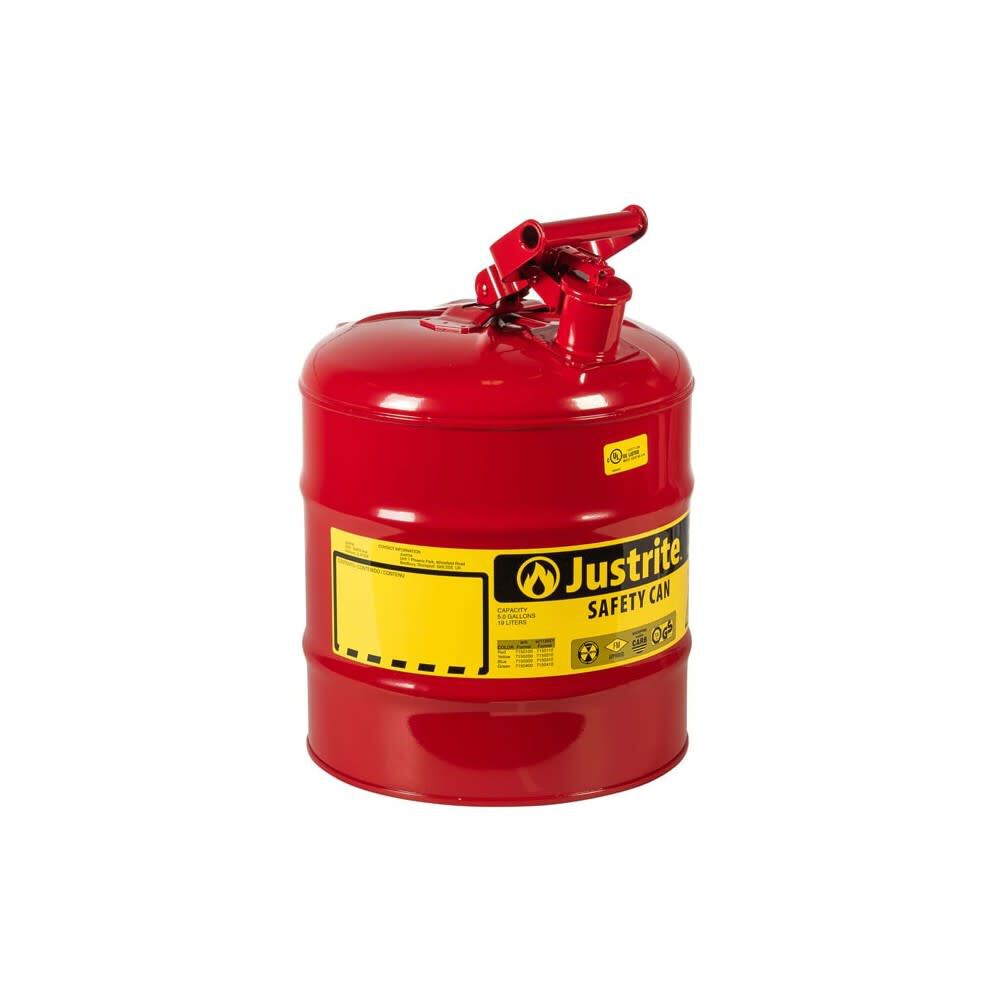 Justrite 5 Gal Steel Safety Red Gas Can Type I with Flame Arrester ...