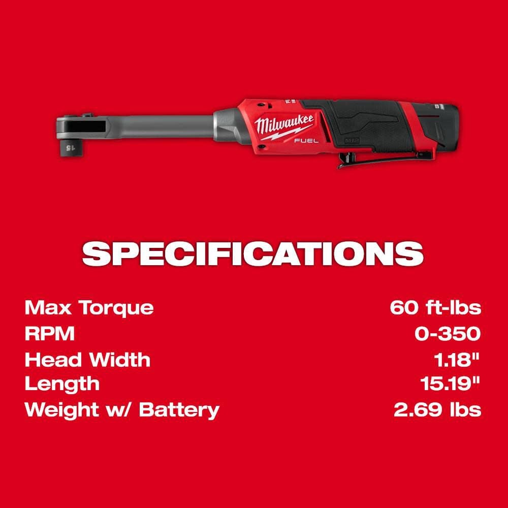 Milwaukee M12 FUEL INSIDER Extended Reach Box Ratchet Kit 3050-21 ...