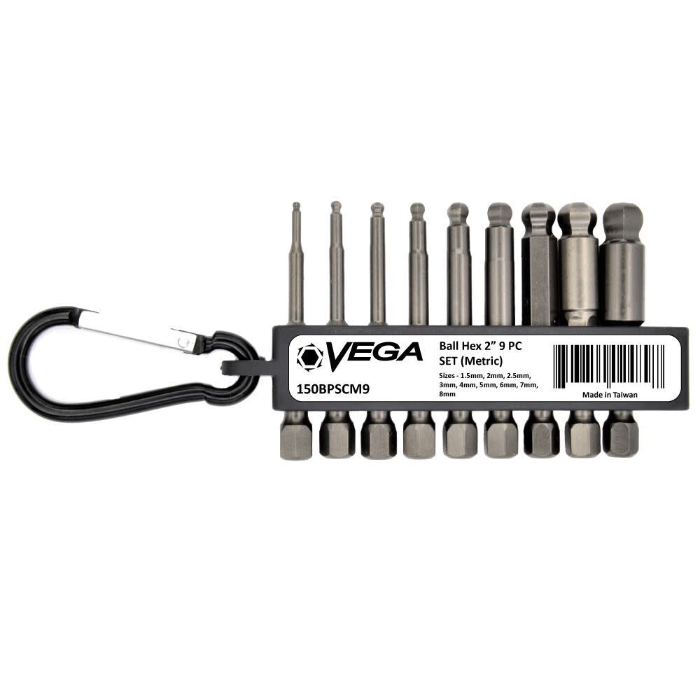 Vega 2in Hex Ball End Bit Set 9pc 150BPMCS9 - Acme Tools