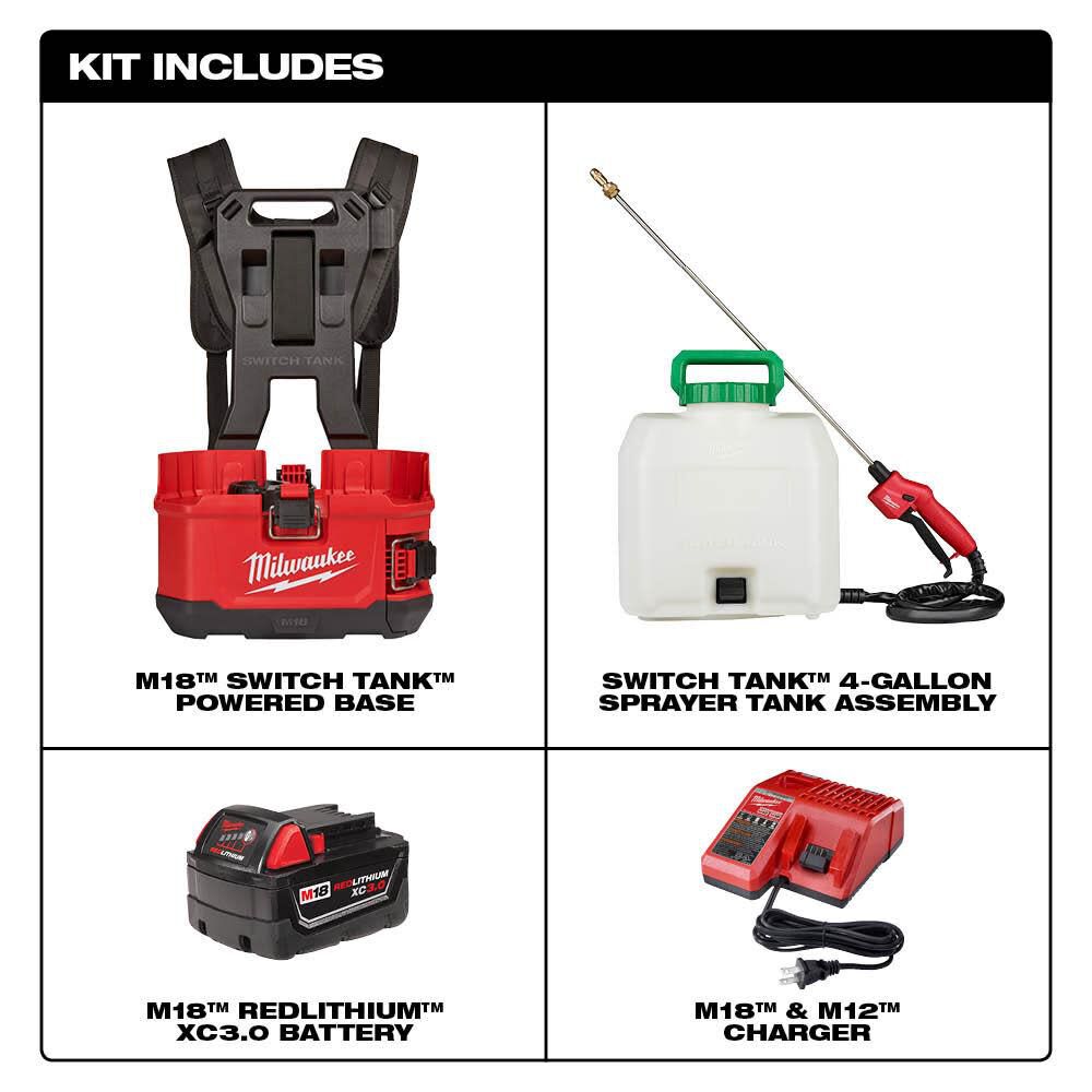 Milwaukee M18 SWITCH TANK 4 Gallon Backpack Sprayer Kit 2820-21PS ...