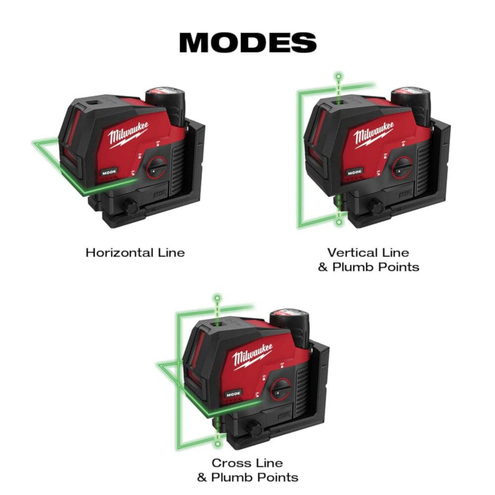 Milwaukee M12 Green Beam Laser Kit Cross Line & Plumb Points 3622-21 ...