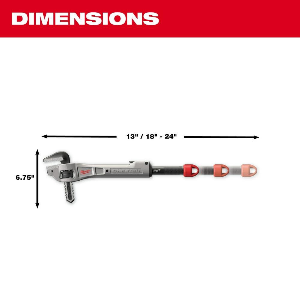 Milwaukee CHEATER Pipe Wrench Aluminum Offset Adaptable 48-22-7322 from ...