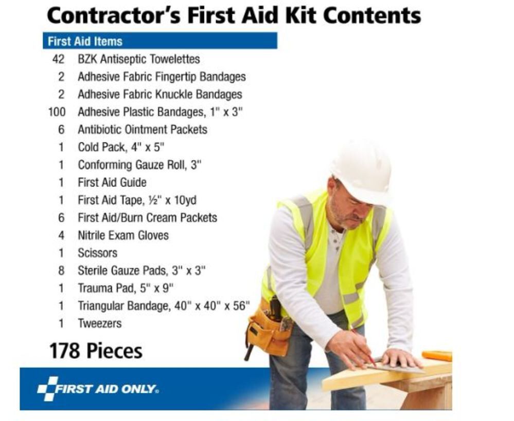 First Aid Only Contractors First Aid Kit 25 Person Metal Case 9302-25M ...
