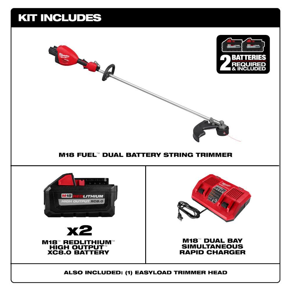 Milwaukee M18 FUEL 17 inch Dual Battery String Trimmer Kit 3006-22 from ...