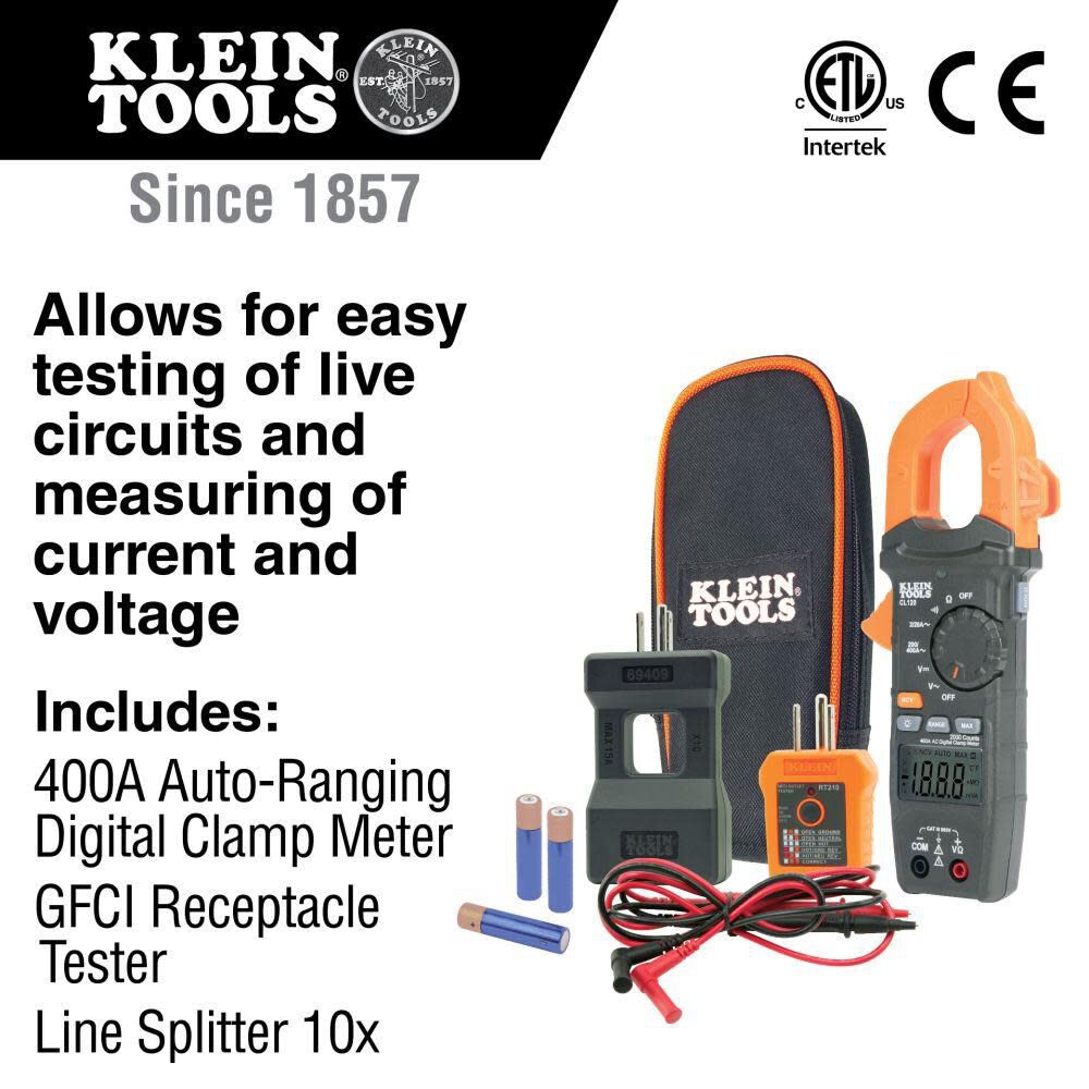 Klein Tools Clamp Meter Electrical Test Kit CL120KIT - Acme Tools