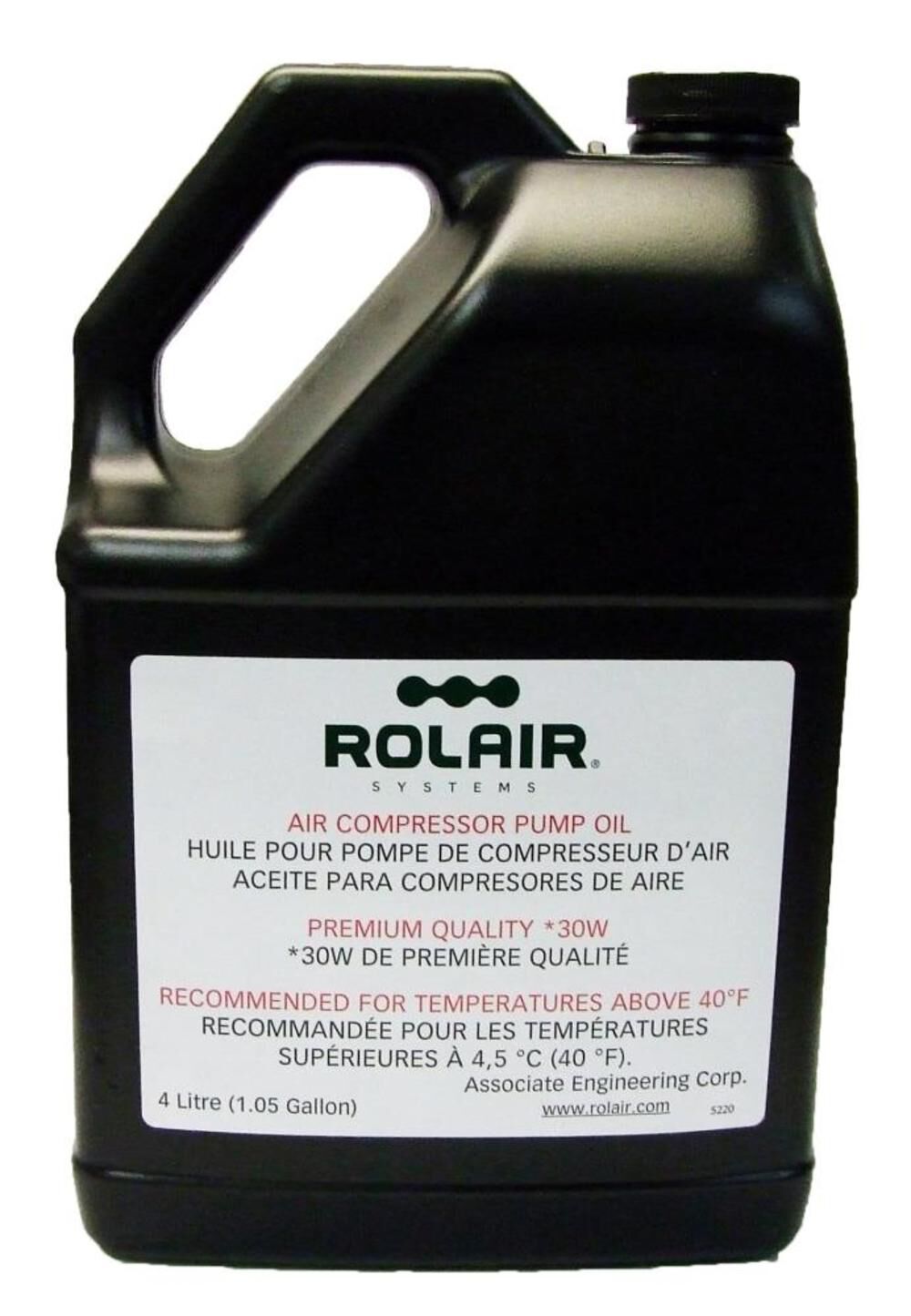 Rolair 1 Gallon (Bottle) Standard 30 wt Air Compressor Oil OILCOMP30W4L ...