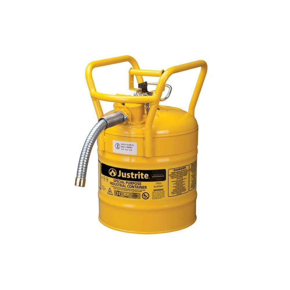 Justrite 5 Gal Steel Safety Yellow Diesel Fuel Can Type II 7350230 ...
