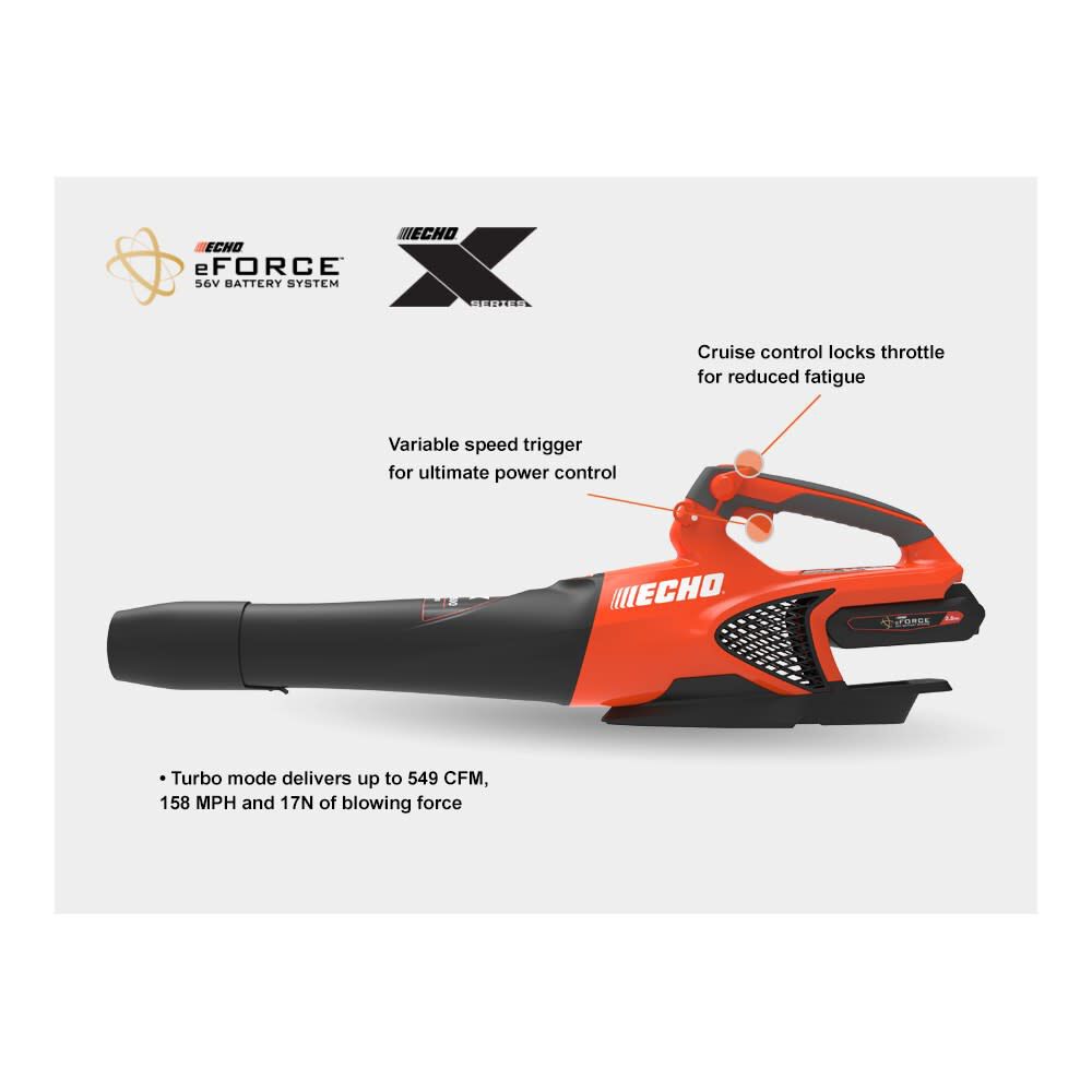 Echo eForce 56V Blower 549 CFM Li Ion Battery Powered Handheld 5Ah Kit ...