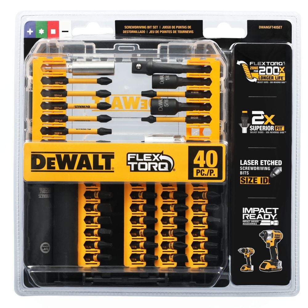 DEWALT FlexTorq Impact Ready 40pc Screwdriving Set DWA2NGFT40IR - Acme ...