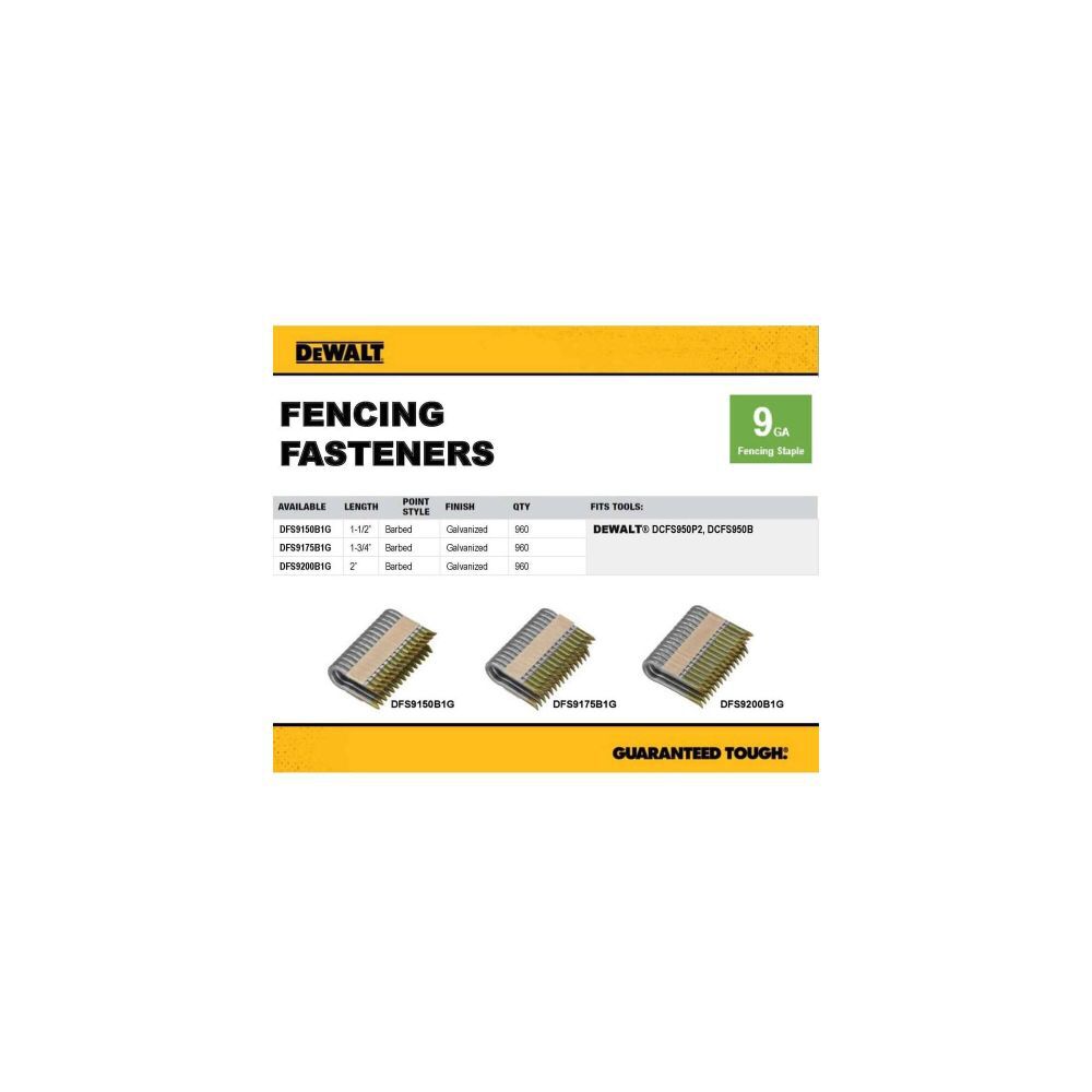 DEWALT 1.5in 9GA Galvanized Barbed Fencing Staples 960pk DFS9150B1G ...