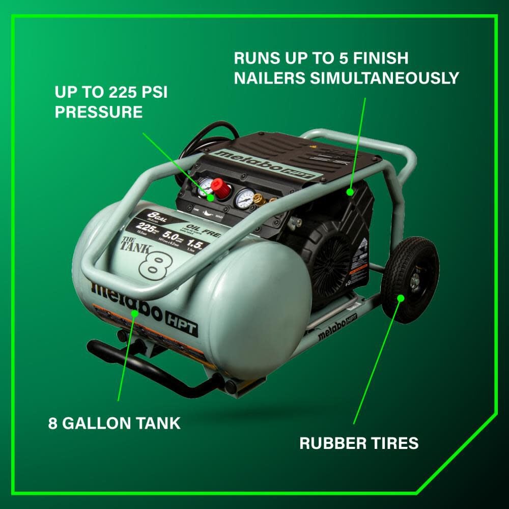 Metabo HPT The Tank 8 Gallon Trolley Air Compressor EC1315SM - Acme Tools