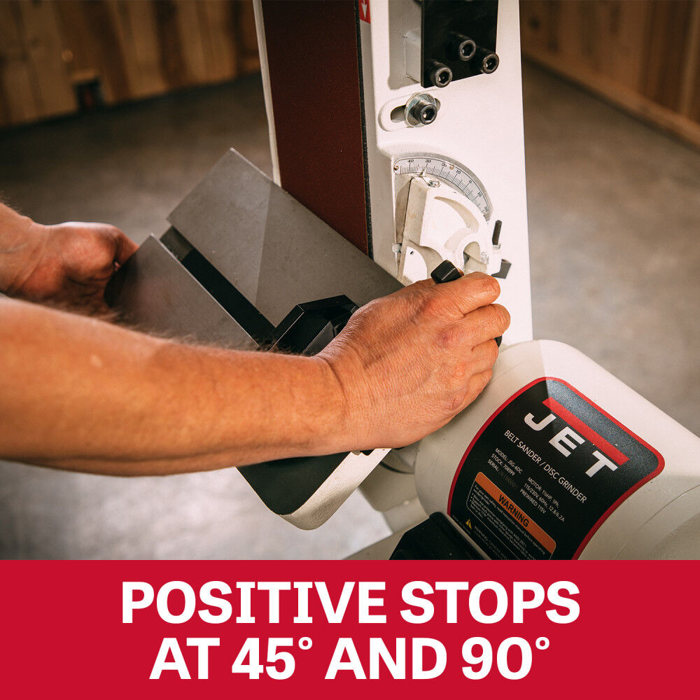 JET JSG-6CS 6 In. x 48 In. Belt / 12 In. Disc Sander with Closed Stand ...