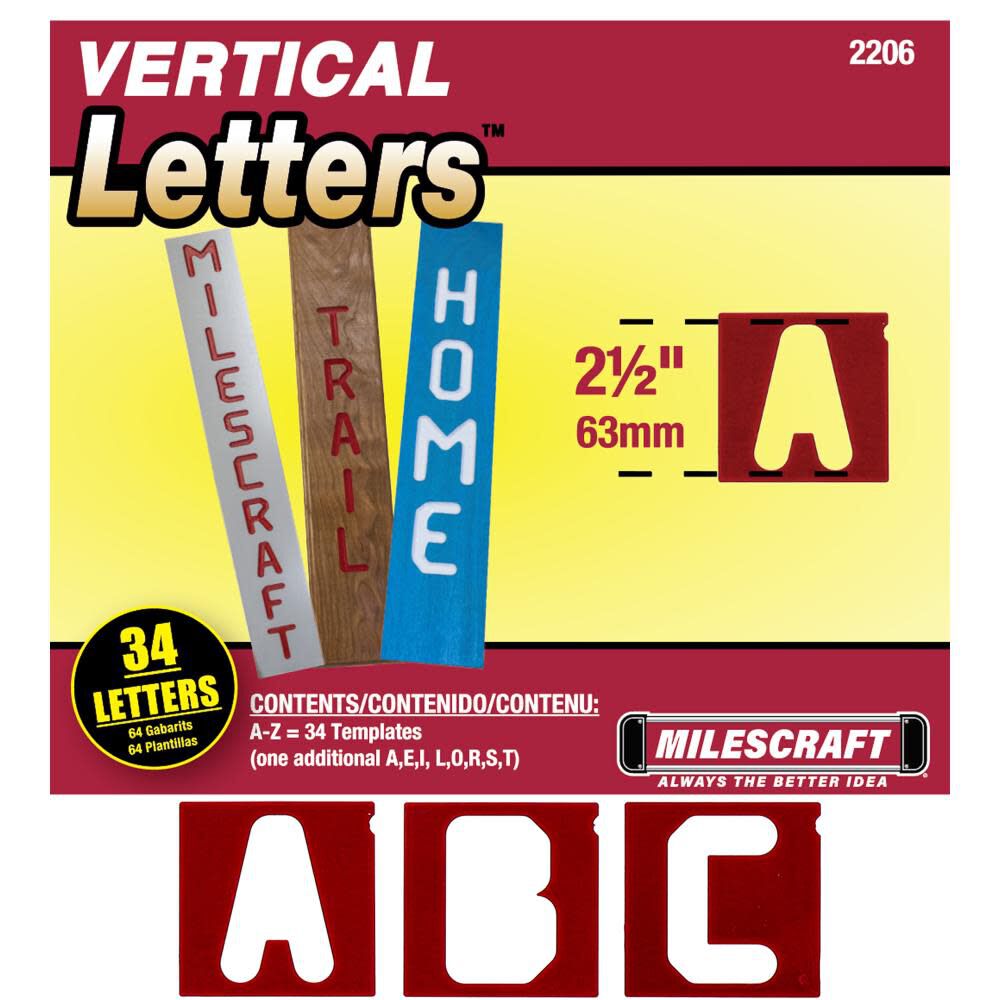 Milescraft Vertical Letters 2.5in 34pc 2206 from Milescraft - Acme Tools