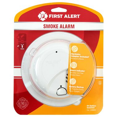 First Alert Hardwired 120-Volt AC Smoke Alarm with Adapter Plugs ...