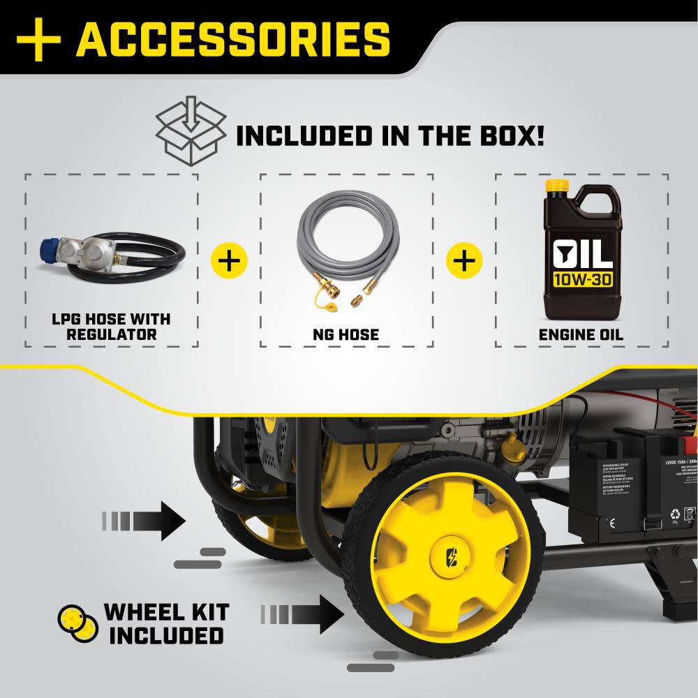 Champion Power Equipment Tri Fuel Portable Generator 6500 Watt with CO ...