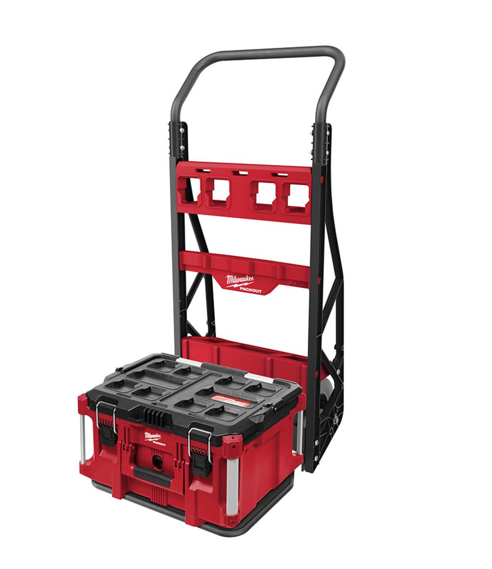 Milwaukee PACKOUT 2 Wheel Cart and Large PACKOUT Box Bundle 48-22-8415 ...